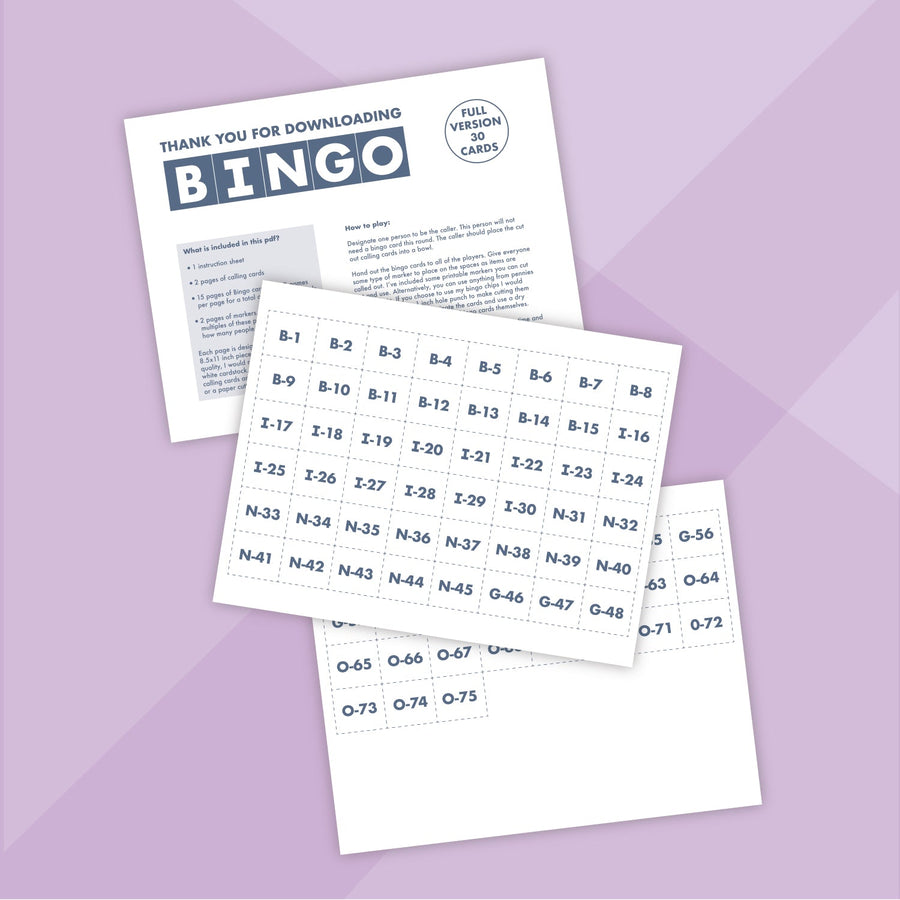 Printable Bingo Cards - Pjs and Paint®
