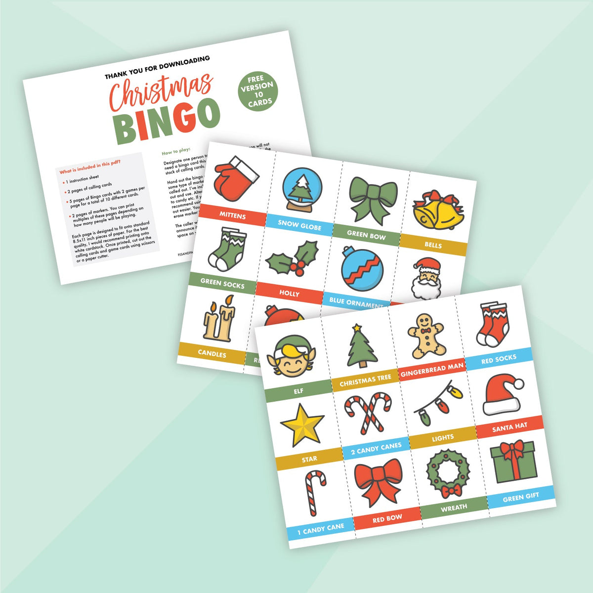 Printable Christmas Bingo Game - Pjs and Paint®