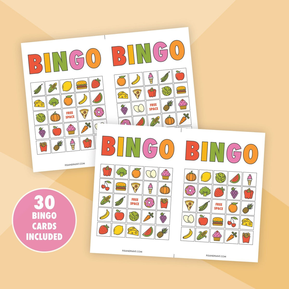 Printable Food Themed Bingo Game - Pjs and Paint®