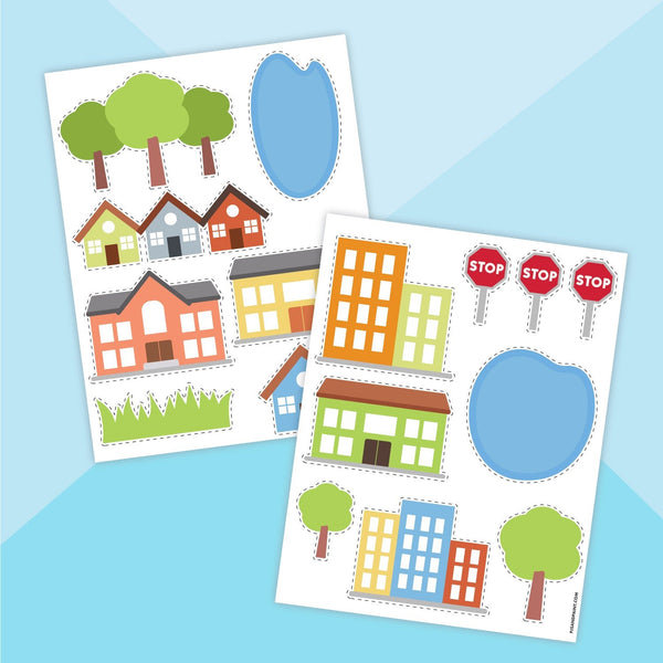 Printable Road Template with City Elements - Pjs and Paint®