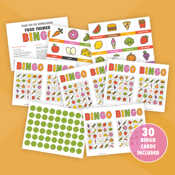 Printable Food Themed Bingo Game - Pjs and Paint®